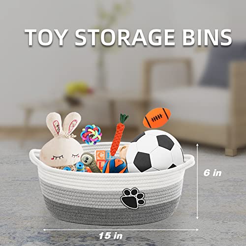 Small Woven Baskets for Organizing Rope Storage Basket with Handle Cute Cotton Basket for Nursery Gift Dog Toy Storage Bins for Toy Organizer