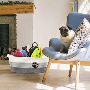 Small Woven Baskets for Organizing Rope Storage Basket with Handle Cute Cotton Basket for Nursery Gift Dog Toy Storage Bins for Toy Organizer