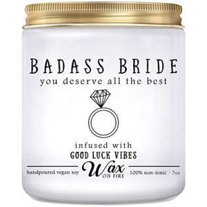 STORALIT Badass Bride Gifts Lavender Scented Candles Jar Tribe Gift,Bride to Be Gifts Funny Candle Bridal Shower Soy Candle, Gift for Bride, Engagement Gift, Wedding Gift,Best Friend Gift