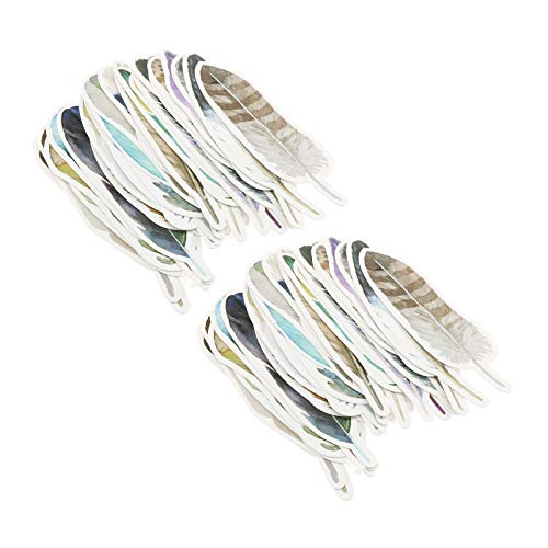 E-outstanding Bookmark 2Boxes/60PCS Colorful Feather Shaped Paper Reading Reminiscences Creative Book Page Marker Stationery Supplies