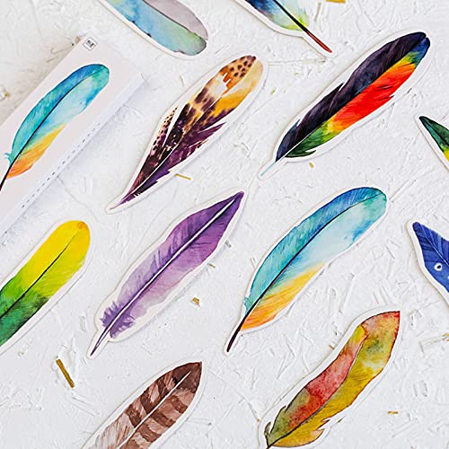 E-outstanding Bookmark 2Boxes/60PCS Colorful Feather Shaped Paper Reading Reminiscences Creative Book Page Marker Stationery Supplies