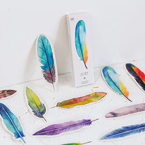 E-outstanding Bookmark 2Boxes/60PCS Colorful Feather Shaped Paper Reading Reminiscences Creative Book Page Marker Stationery Supplies