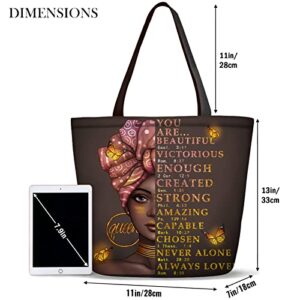 IAGM Black Woman Tote Bag - African American Shoulder Bags For Women - Black Girl Magic Satchel Handbags For Work School