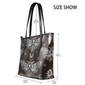 MNSRUU Tote Bag for Women Butterfly Skull Black Shoulder Bag Big Capacity PU Leather Handbag