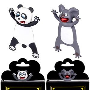 whaline 3d cartoon animal bookmark 2 pieces squashed land animals bookmark wacky bookmark palz, cute book mark panda koala cute reading bookmark back to school gift for students