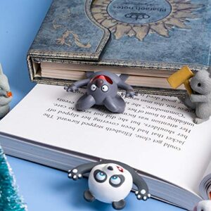 Whaline 3D Cartoon Animal Bookmark 2 Pieces Squashed Land Animals Bookmark Wacky Bookmark Palz, Cute Book Mark Panda Koala Cute Reading Bookmark Back to School Gift for Students