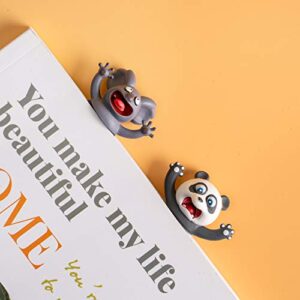 Whaline 3D Cartoon Animal Bookmark 2 Pieces Squashed Land Animals Bookmark Wacky Bookmark Palz, Cute Book Mark Panda Koala Cute Reading Bookmark Back to School Gift for Students