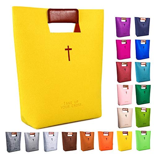 AGAPASS Bible Bag, Bible Carrying Case, Felt Bible Tote, Church Bag, Hollowed Cross Design Bible Covers, Felt Bible Carrying Tote for Women Men Bible Study Case, Christian Gift