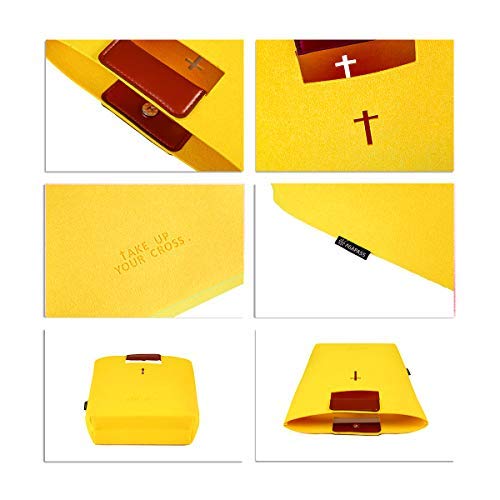 AGAPASS Bible Bag, Bible Carrying Case, Felt Bible Tote, Church Bag, Hollowed Cross Design Bible Covers, Felt Bible Carrying Tote for Women Men Bible Study Case, Christian Gift