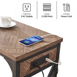 Hombazaar 70.9 Inches Console Table with Outlets and USB Ports, Narrow Long & Splicing Wood Grain Sofa Table Behind Couch, Extra Long Entryway Table for Entryway, Hallway, Foyer, Living Room, Brown