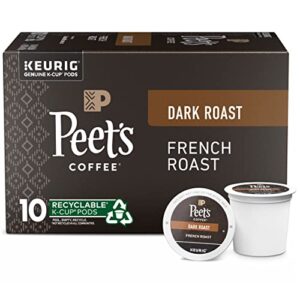 peet’s coffee, dark roast k-cup pods for keurig brewers – french roast 10 count (1 box of 10 k-cup pods) packaging may vary