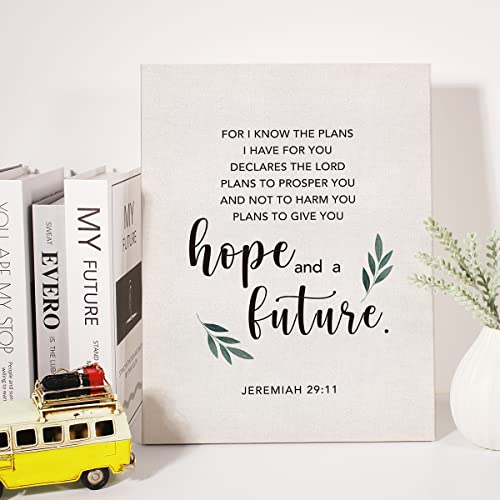 Christian Canvas Wall Art Motivational Jeremiah 29:11 for I Know the Plans Canvas Print Scripture Bible Verse Painting Home Wall Decor Framed Gift 12x15 Inch