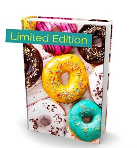 book sox stretchable book cover donuts fits most hardcover textbooks up to 9×11 adhesive-free nylon fabric school book protector. easy to put on washable & reusable jacket