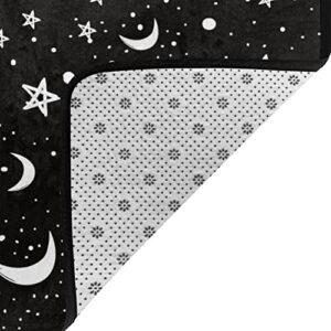 Gesey-R4T Black White Moon and Star Pattern Home Area Rugs 3'3"x5' Home Decor Carpet Soft Floor Mat Non-Slip for Living Room Bedroom