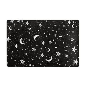 Gesey-R4T Black White Moon and Star Pattern Home Area Rugs 3'3"x5' Home Decor Carpet Soft Floor Mat Non-Slip for Living Room Bedroom