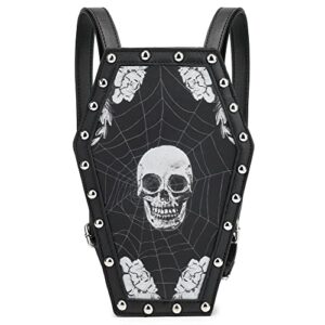 scarleton backpack purse for women, coffin skull backpack, gothic shoulder bag, sling bags for women crossbody bag, h209201a – black