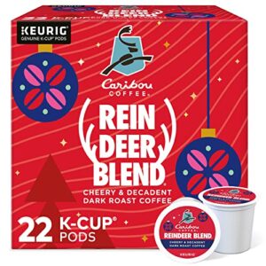 Caribou Coffee Reindeer Blend Coffee K Cups - Pack of 2 Boxes - 44 K Cups Total - 22 K Cups Per Box - Bulk Caribou Reindeer Blend Coffee - For Use in Keurig Coffee Makers