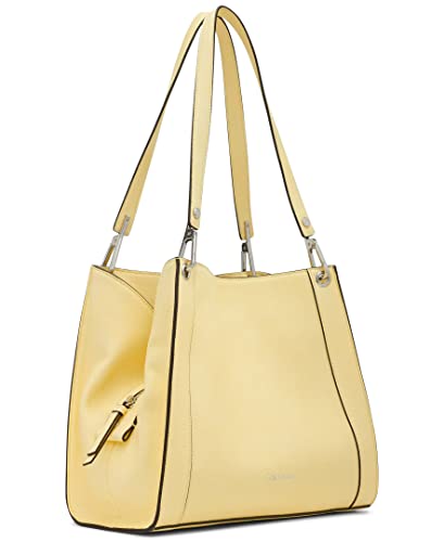 Calvin Klein Ellie Novelty Triple Compartment Shoulder Bag, Lemon,One Size