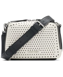 calvin klein brenda top zip crossbody, cherub white/black