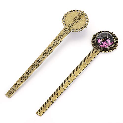 BTSKY 6PCS Retro Metal Bookmark Ruler Bronze Book Mark with Dried Flower Practical Book Page Marker Tool for Library School Book Club, Ideal Gifts for Girls Women Book Lovers Reading (Gypsophila)