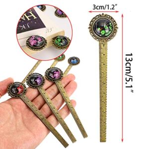 BTSKY 6PCS Retro Metal Bookmark Ruler Bronze Book Mark with Dried Flower Practical Book Page Marker Tool for Library School Book Club, Ideal Gifts for Girls Women Book Lovers Reading (Gypsophila)