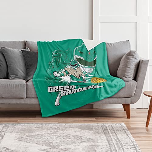 Power Rangers, 50"x60", Green Ranger Silky Touch Sherpa Back Super Soft Throw Blanket