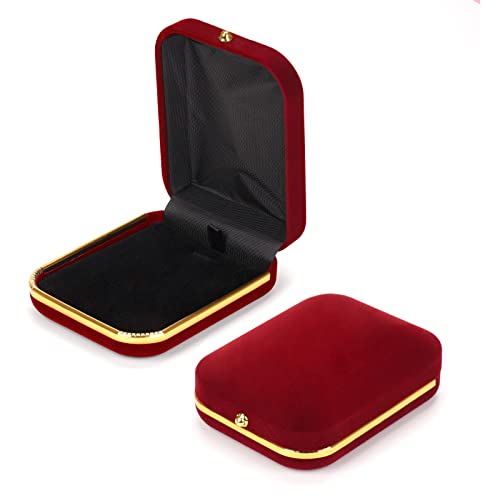 Bi Fang Velvet Necklace Pendant Jewelry Gift Boxes Earring box for Thanksgiving,Birthday, Wedding Christmas Jewelry Showcase Displays,(Wine Red)