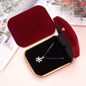 Bi Fang Velvet Necklace Pendant Jewelry Gift Boxes Earring box for Thanksgiving,Birthday, Wedding Christmas Jewelry Showcase Displays,(Wine Red)