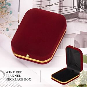 Bi Fang Velvet Necklace Pendant Jewelry Gift Boxes Earring box for Thanksgiving,Birthday, Wedding Christmas Jewelry Showcase Displays,(Wine Red)