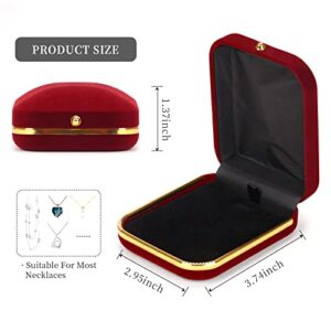 Bi Fang Velvet Necklace Pendant Jewelry Gift Boxes Earring box for Thanksgiving,Birthday, Wedding Christmas Jewelry Showcase Displays,(Wine Red)