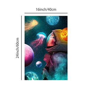 Spaceman Posters for Room Aesthetic Outer Space Scenery Artwork Unframed 16x24in Colorful Planet Jellyfish Print Pictures Gift for Adults Kids, 16x24 in