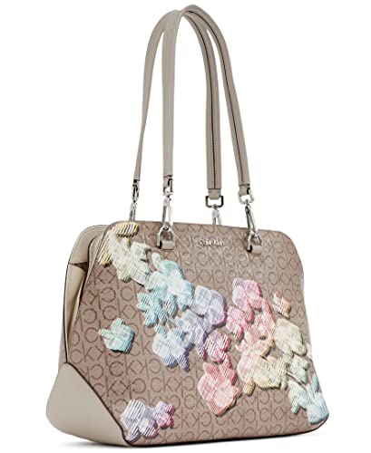 Calvin Klein Lucy Triple Compartment Tote, Almond/Taupe/Floral