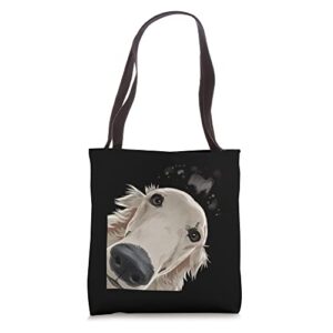 funny curious dog borzoi tote bag