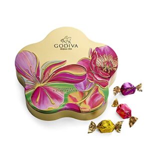 Godiva Chocolatier Assorted G Cube Gourmet Chocolate Truffles in Flower Tin, 32 Count - Limited Edition Candy - Gift Box of Chocolate - 9.1 Oz