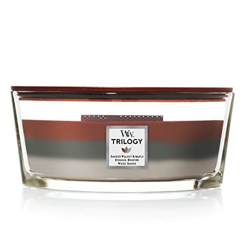 Woodwick Ellipse Scented Candle, Autumn Embers Trilogy, 16oz | Up to 50 Hours Burn Time