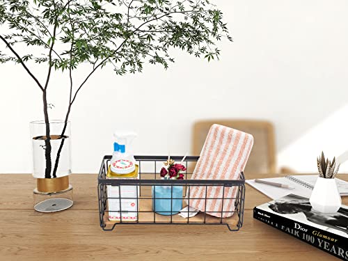 TIEYIPIN [2 Set] Small Metal Wire Storage Basket (Brown) & Toilet Tank Basket (Black)