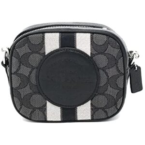 Coach Women's Mini Dempsey Camera Bag In Signature Jacquard With Stripe And Coach Patch (Silver/Black Smoke Black Multi)