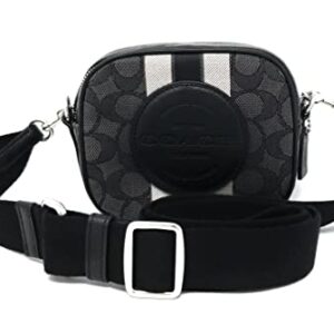 Coach Women's Mini Dempsey Camera Bag In Signature Jacquard With Stripe And Coach Patch (Silver/Black Smoke Black Multi)