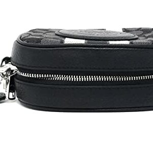 Coach Women's Mini Dempsey Camera Bag In Signature Jacquard With Stripe And Coach Patch (Silver/Black Smoke Black Multi)