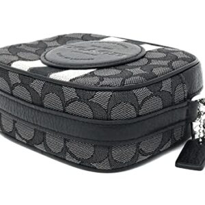 Coach Women's Mini Dempsey Camera Bag In Signature Jacquard With Stripe And Coach Patch (Silver/Black Smoke Black Multi)