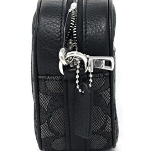 Coach Women's Mini Dempsey Camera Bag In Signature Jacquard With Stripe And Coach Patch (Silver/Black Smoke Black Multi)