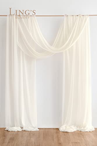 Ling's Moment 32Ft Extra Long Wedding Arch Backdrop Decorations 2 Panels Arch Drapping Fabric Wrinkle-Free - Ivory