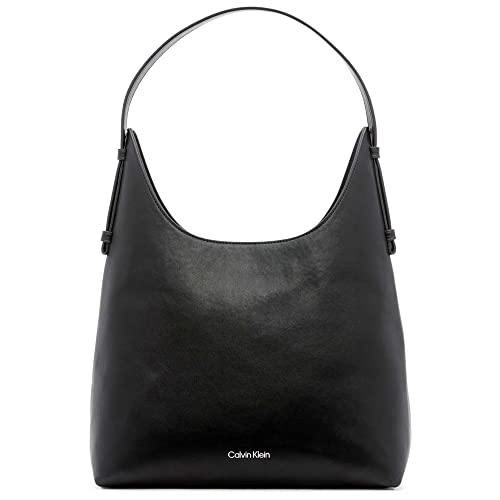 Calvin Klein Zina Triple Compartment Hobo, Black/Silver