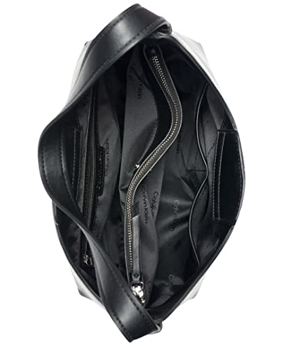 Calvin Klein Zina Triple Compartment Hobo, Black/Silver