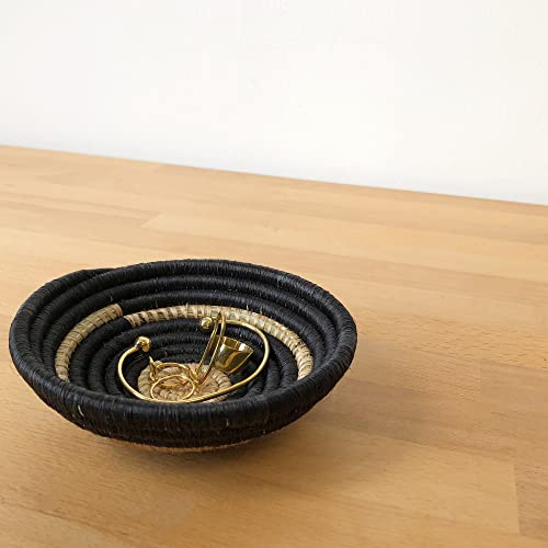 Mini African Basket- Nyarutovu/Rwanda Basket/Sisal & Sweetgrass Woven Basket/Black, Sweetgrass