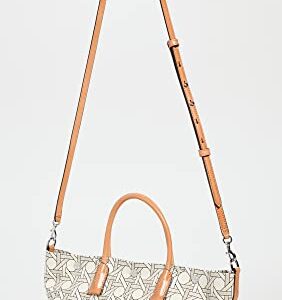 Tory Burch Women's Canvas Basketweave Small Tote, New Ivory Basketweave, Off White, Print, One Size