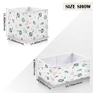 Kigai Marine Fish Sea Animals Fabric Storage Bin 11" x 11" x 11" Cube Baskets Collapsible Store Basket Bins for Home Closet Bedroom Drawers Organizers