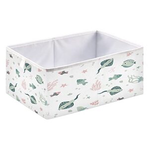 Kigai Marine Fish Sea Animals Fabric Storage Bin 11" x 11" x 11" Cube Baskets Collapsible Store Basket Bins for Home Closet Bedroom Drawers Organizers