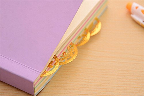 yueton Pack of 7 Mini Hollow Golden Metal Bookmarks Book Note Pad Memo Marker Label