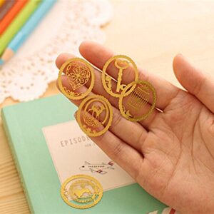 yueton Pack of 7 Mini Hollow Golden Metal Bookmarks Book Note Pad Memo Marker Label